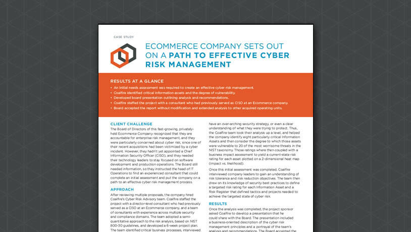 Ecommerce Company on Path to Cyber Risk Management | Coalfire